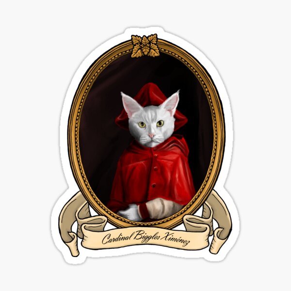 "Renaissance Cat - Cardinal Biggles Ximénez (A White Cat)" Sticker for ...