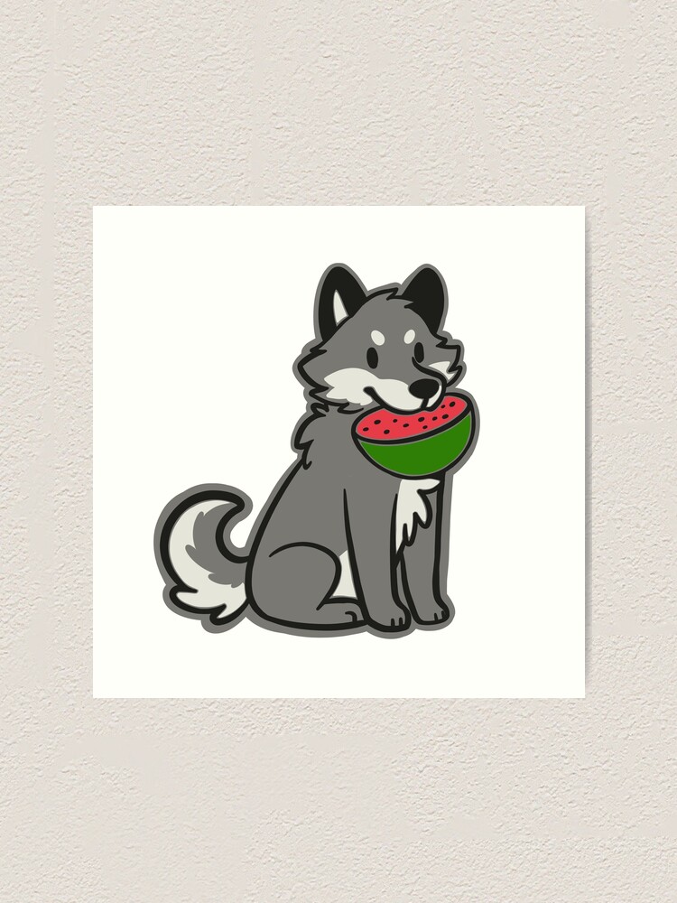 "Wolf eating a watermelon" Art Print by SammyTheTanuki | Redbubble