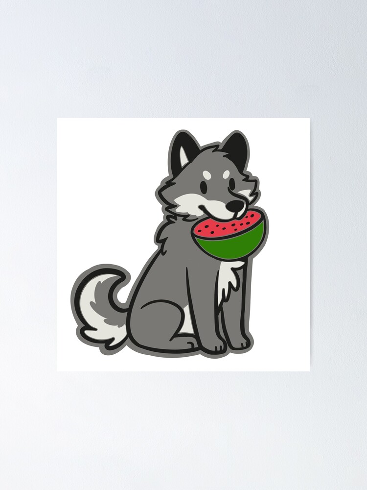"Wolf eating a watermelon" Poster by SammyTheTanuki | Redbubble