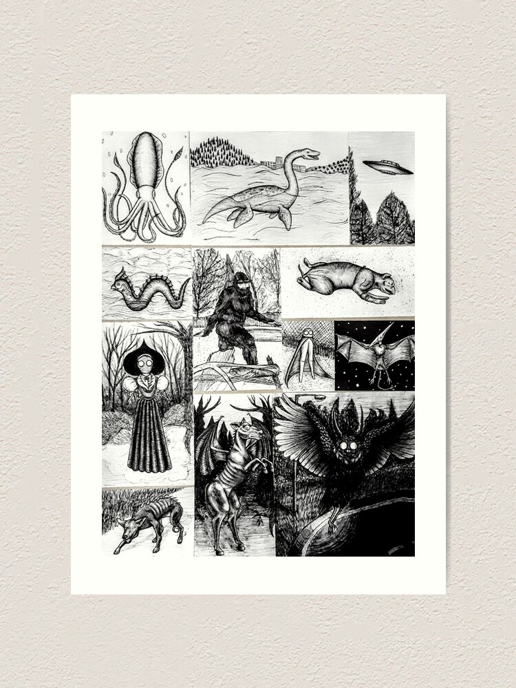 "Vintage Style Cryptid Portraits-Kraken, Loch Ness Monster, Bigfoot ...