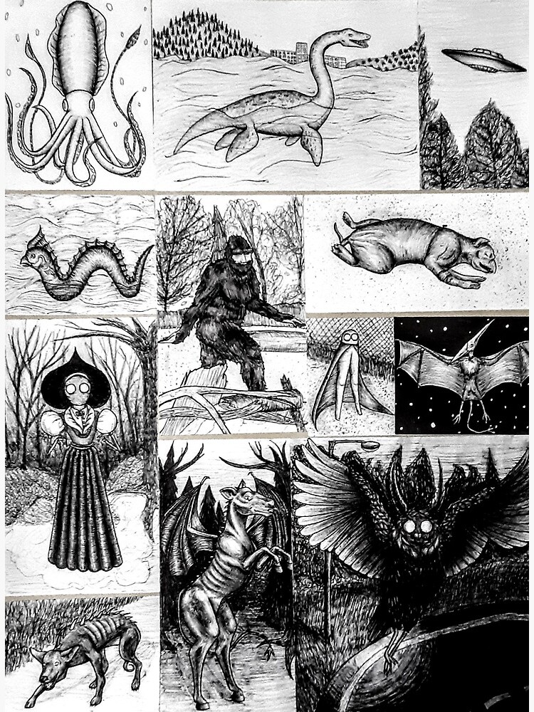 "Vintage Style Cryptid Portraits-Kraken, Loch Ness Monster, Bigfoot ...