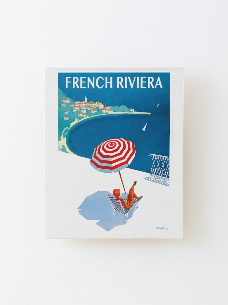 "1954 French Riviera Travel Poster" Mounted Print by retrographics ...