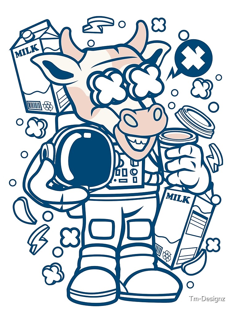 Poster « Vache astronaute petit-déjeuner bande dessinée bande dessinée ...