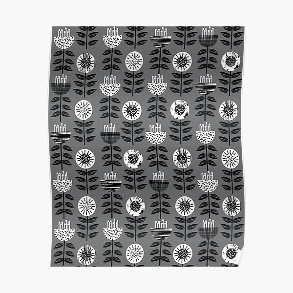 "Scandi - modern flower floral pattern scandinavia design retro mid ...