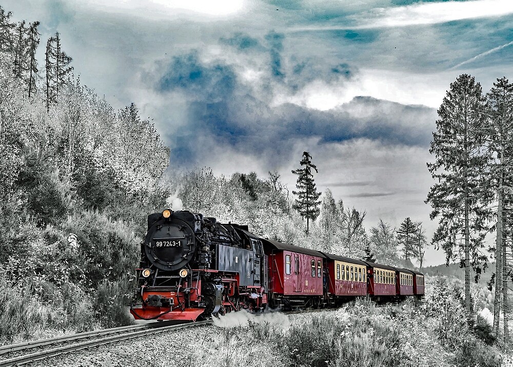 "Steam Locomotive Train in the Snow" by ellen3309 | Redbubble
