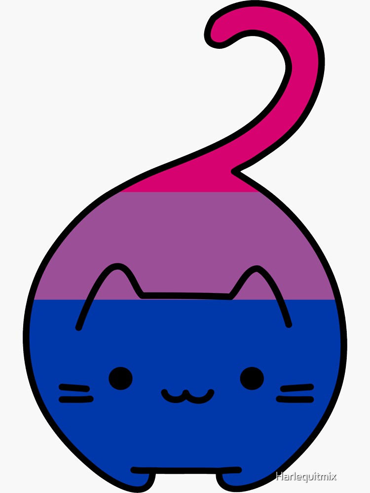 "Bi Cat Sticker" Sticker for Sale by Harlequitmix | Redbubble