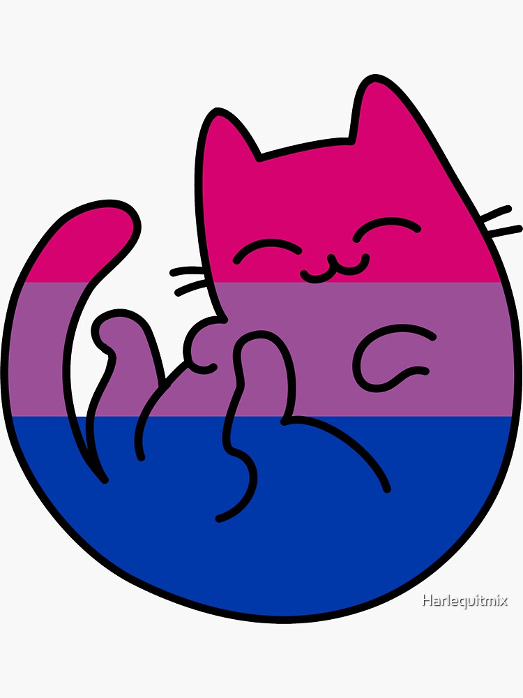 "LGBT Bi Flag Kitty" Sticker for Sale by Harlequitmix | Redbubble
