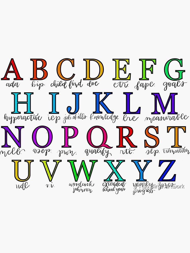 "Abc’s Of special education" Sticker for Sale by Jvargo | Redbubble