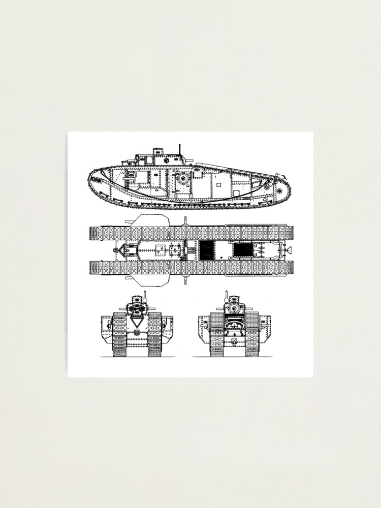 "Mark VIII - British WW1 Tank Drawing" Photographic Print for Sale by ...