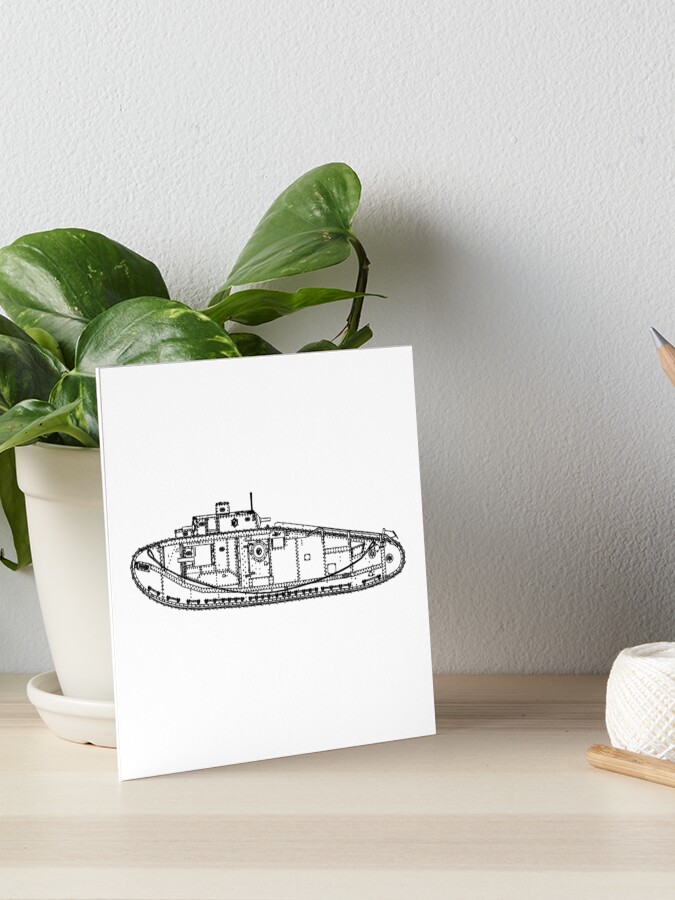 "Mark VIII - British WW1 Tank Drawing" Art Board Print for Sale by ...
