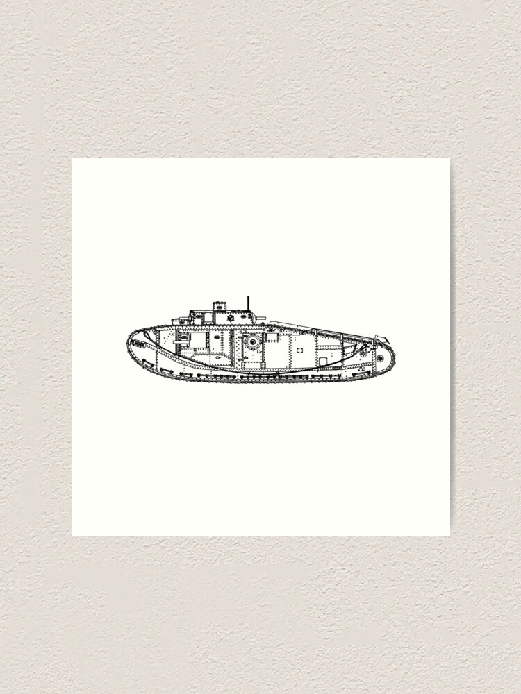 "Mark VIII - British WW1 Tank Drawing" Art Print by BERGULATOR | Redbubble