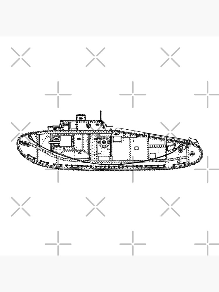 "Mark VIII - British WW1 Tank Drawing" Art Print by BERGULATOR | Redbubble