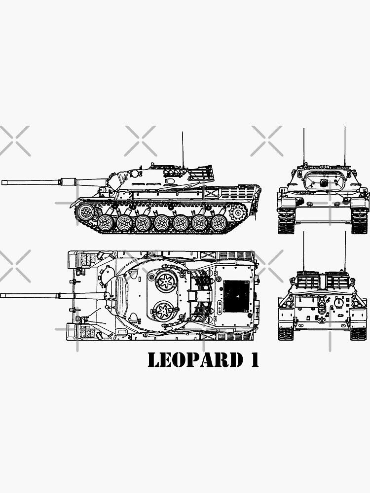 "Leopard Battle Tank - Line Drawing" Sticker for Sale by BERGULATOR ...