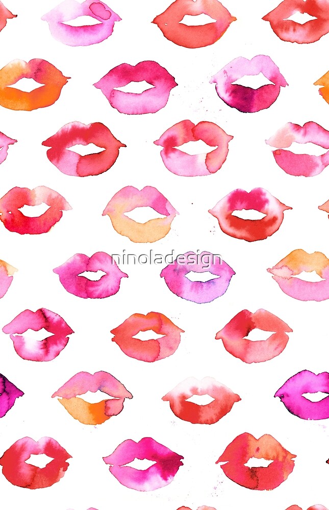 "Lipstick kisses love - Heart lips pink" by ninoladesign | Redbubble