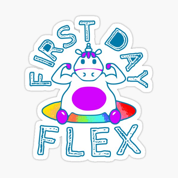 "First Day Flex Cute Unicorn " Sticker by suoplushie | Redbubble