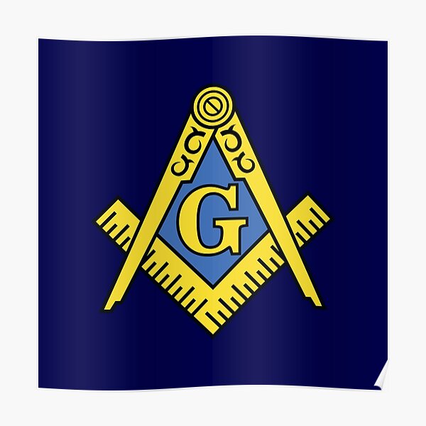 "Freemason Square & Compass Classic Blue Background Masonic" Poster by ...