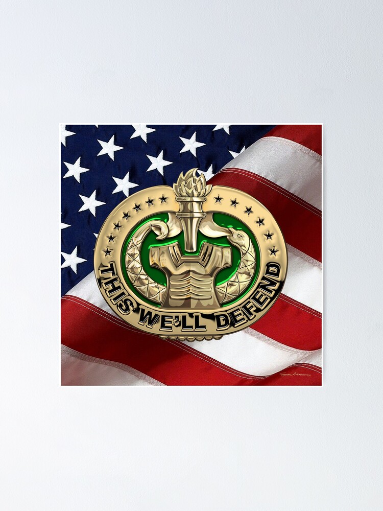 "U.S. Army Drill Sergeant Identification Badge over American Flag ...