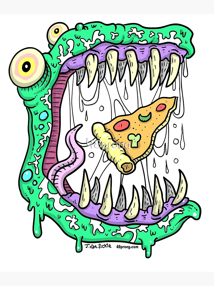 "Pizza Eating Monster" Poster for Sale by 48prong | Redbubble