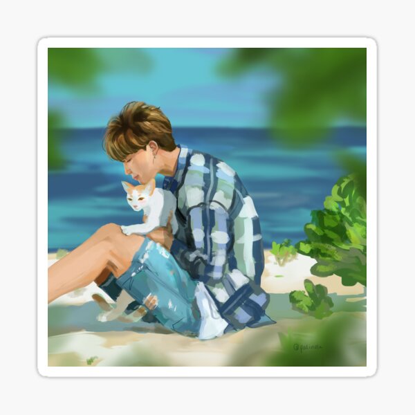 "Jimin on the Beach" Sticker by palinola | Redbubble