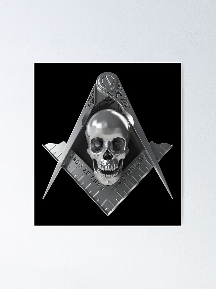 Póster «Freemason Square & Compass Silver Skull Widows Son Masonic» de ...