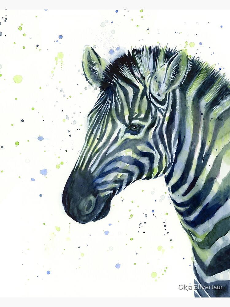 Póster «Cebra Acuarela Azul Verde» de olga-shvartsur | Redbubble