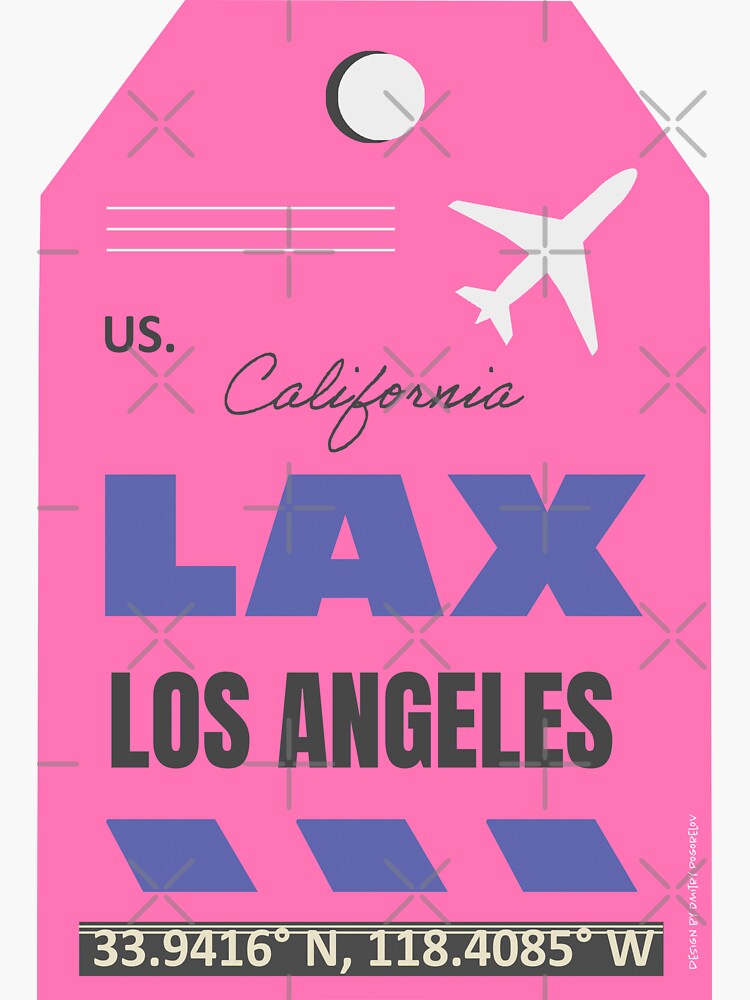 " Los Angeles LAX airport pink design" Sticker for Sale by Aviators ...