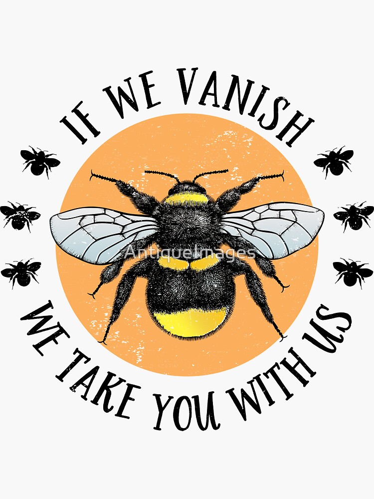 "Bumble Bee Warning Nature Lover" Sticker by AntiqueImages | Redbubble