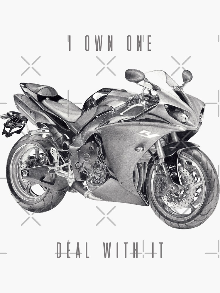 "Yamaha R1 - pencil hand drawn" Sticker by Katarzynajasik | Redbubble