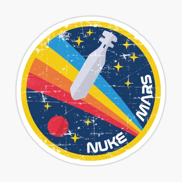 "Nuke Mars (Vintage Nasa Design) | Pin | Button" Sticker for Sale by countercolour | Redbubble