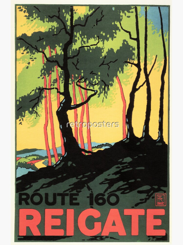 "ENGLAND REIGATE Route 160 Surrey Art Deco Vintage Railway" Sticker by ...