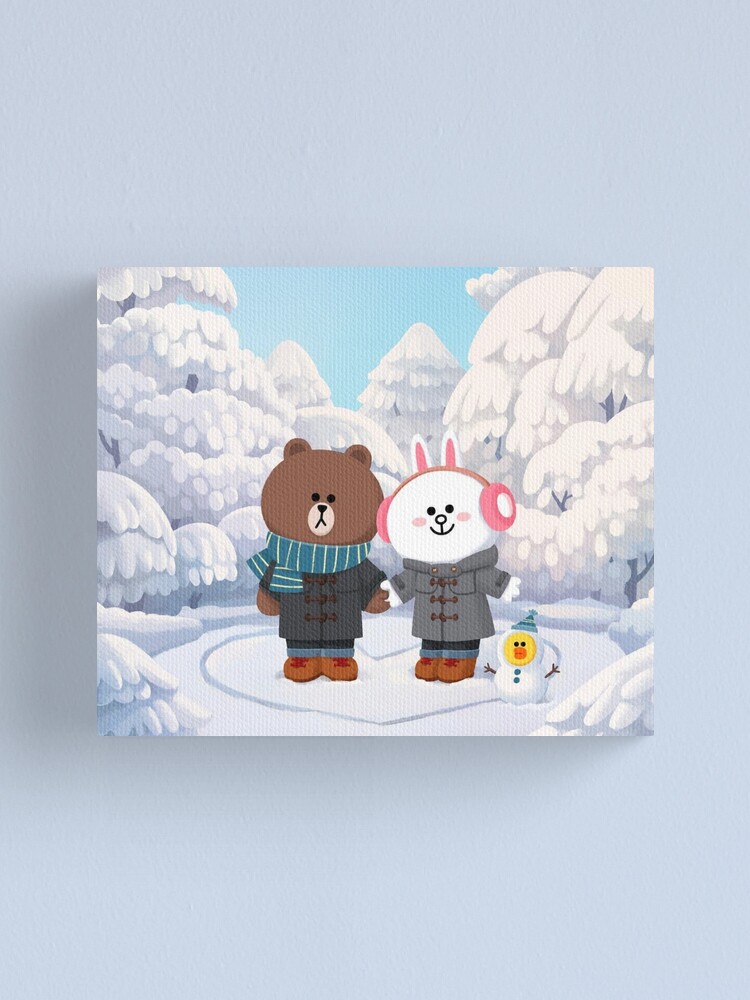 "Brown bear and cony bunny rabbit winter love" Canvas Print for Sale by ...