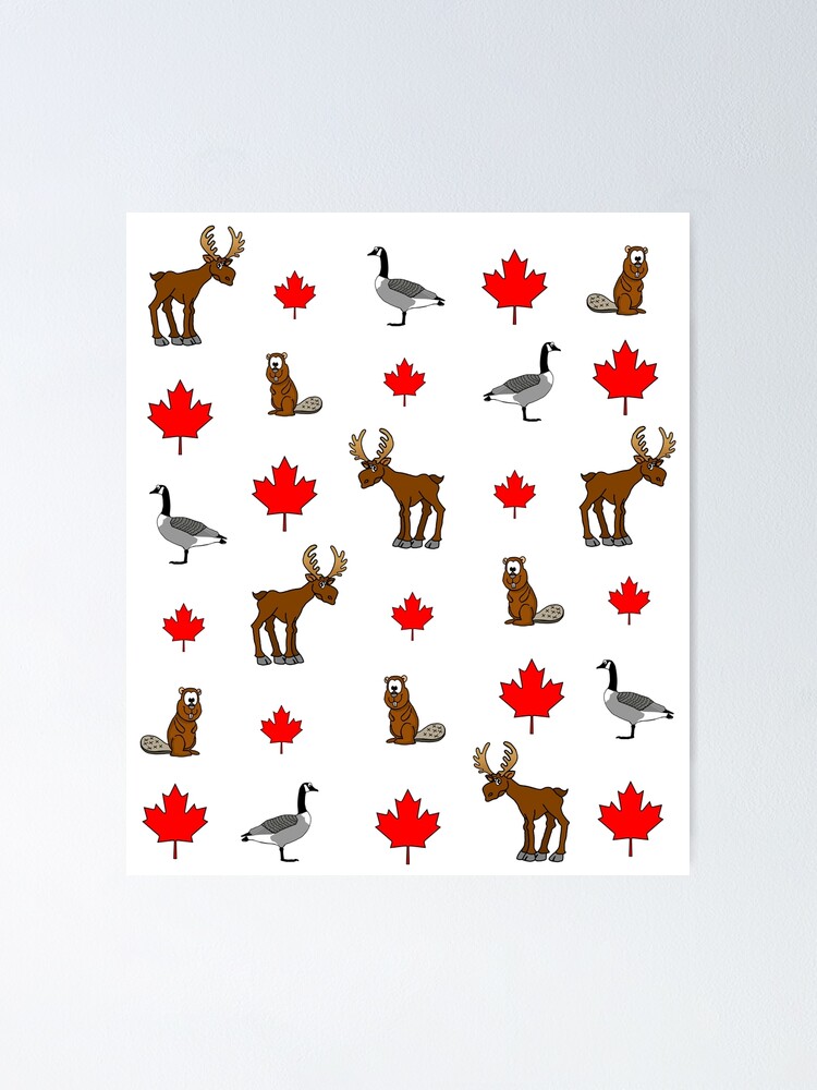 "Canadian Animals and Maple Leafs" Poster by imphavok | Redbubble