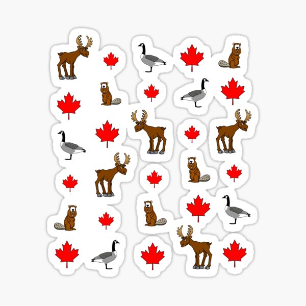 "Canadian Animals and Maple Leafs" Sticker by imphavok | Redbubble