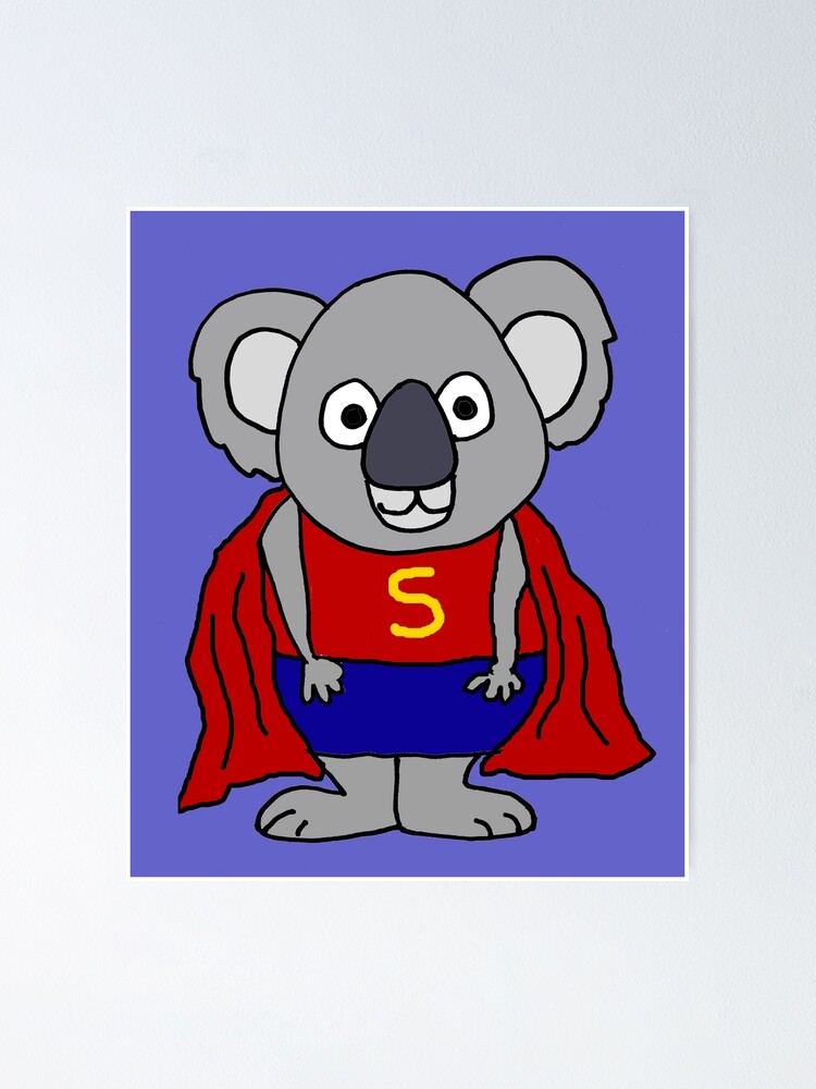 "Cute Koala Bear Superhero Cartoon" Poster by naturesfancy | Redbubble
