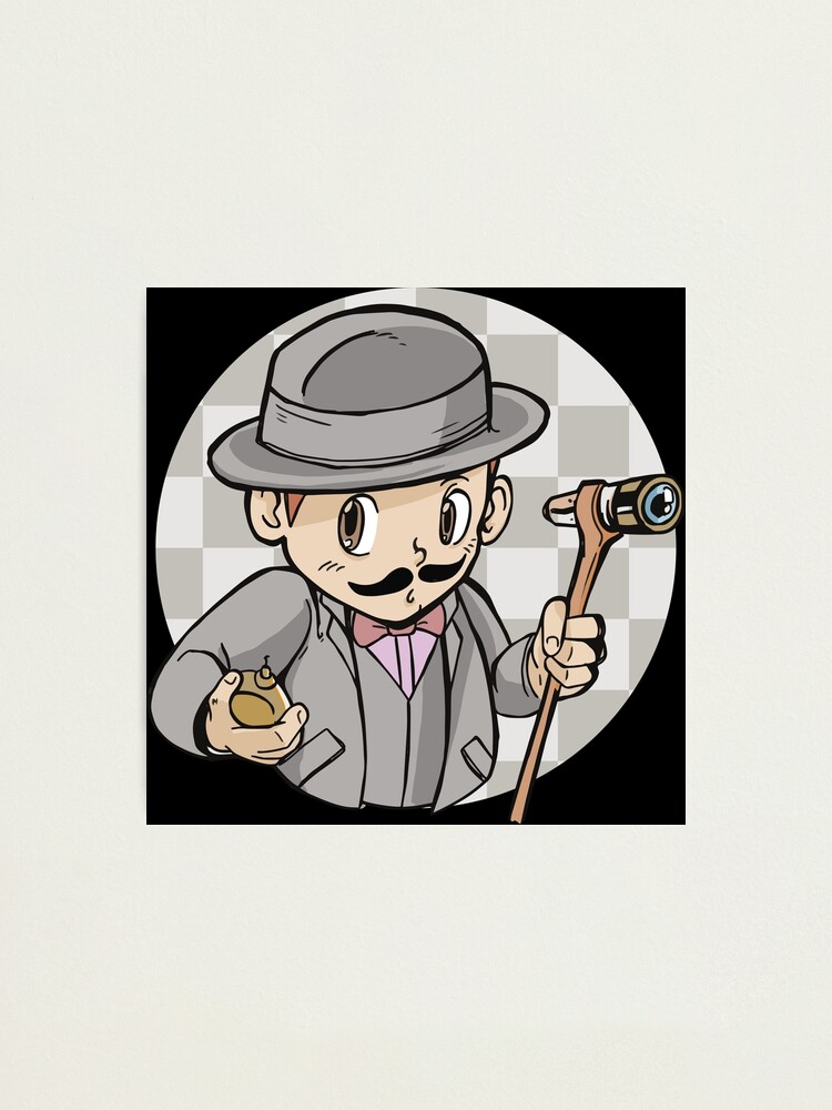 Lámina fotográfica «Dibujos animados de detective con patrón de tablero ...