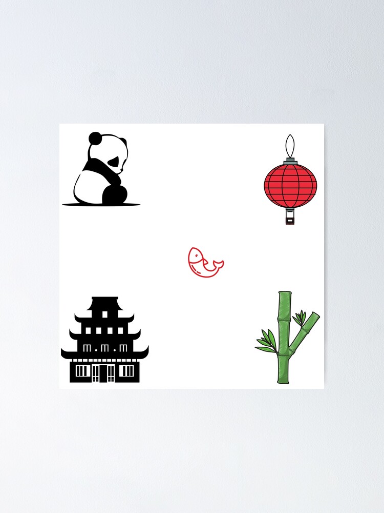 "Five Chinese Theme" Poster by Designs24U | Redbubble