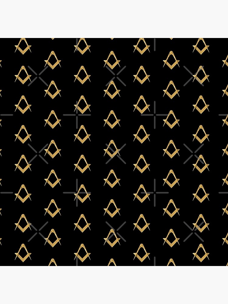 "Freemason Pattern Gold Black Square & Compass Masonic" Art Board Print ...