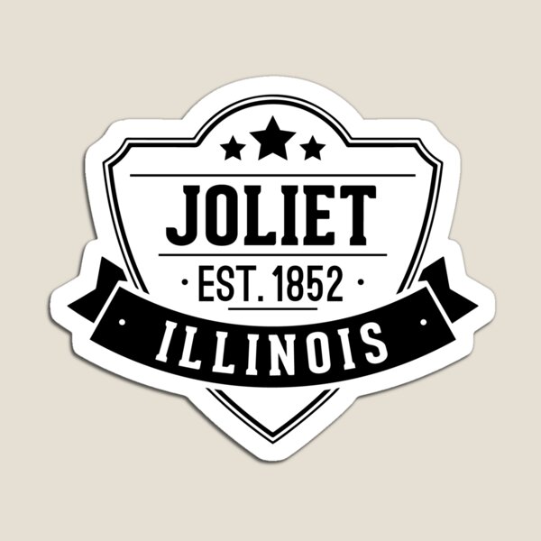 "Joliet Vintage Sticker - Black & White" Magnet for Sale by Emily Cyr ...