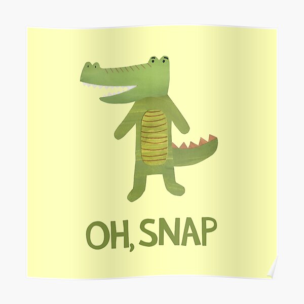 "Crocodile Says "Oh, Snap". Cute Papercut Crocodile with Green ...