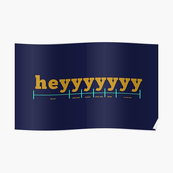 "The meaning of heyyyy From hello to totally drunk" Poster for Sale by ...