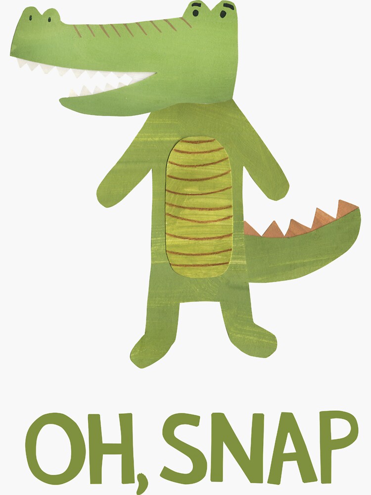 "Crocodile Says "Oh, Snap". Cute Papercut Crocodile with Green ...