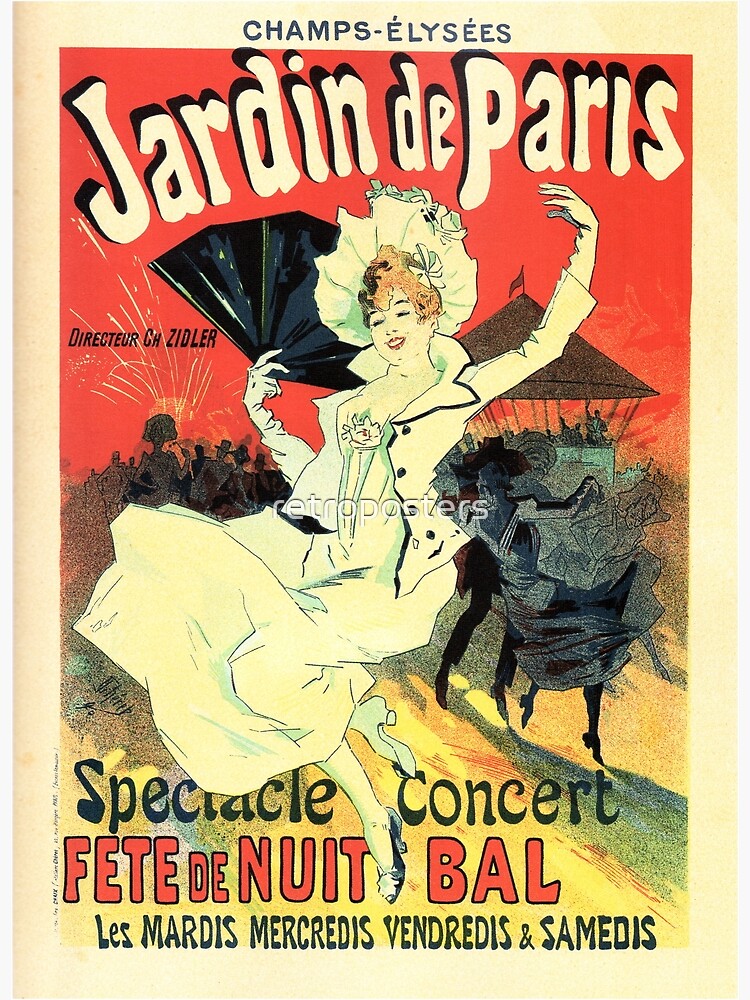 JARDIN DE PARIS French Concert Theatre Advertisement Lithograph Art by ...
