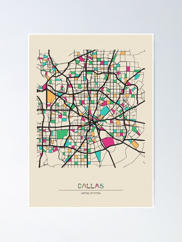 Póster «Mapa de calles de Dallas, Texas» de geekmywall | Redbubble