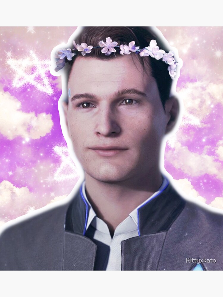 "Flowerboy Connor DBH Videogame " Sticker by Kittyxkato | Redbubble