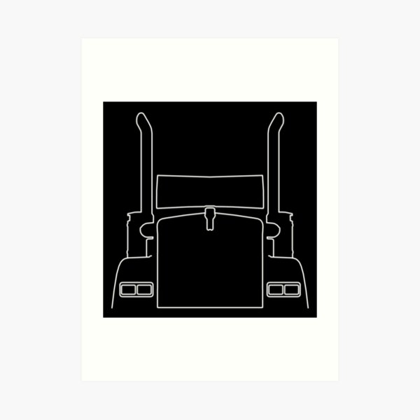 "Kenworth big rig truck outline graphic (white)" Art Print for Sale by ...