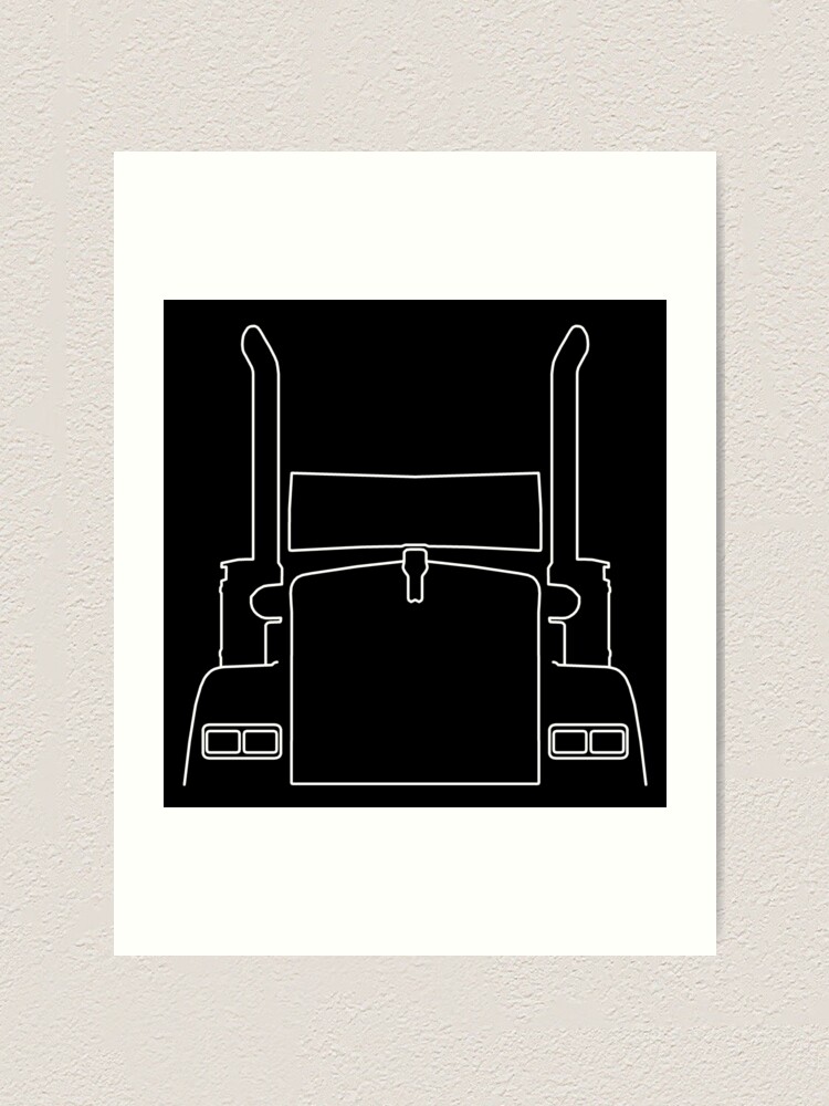 "Kenworth big rig truck outline graphic (white)" Art Print for Sale by ...