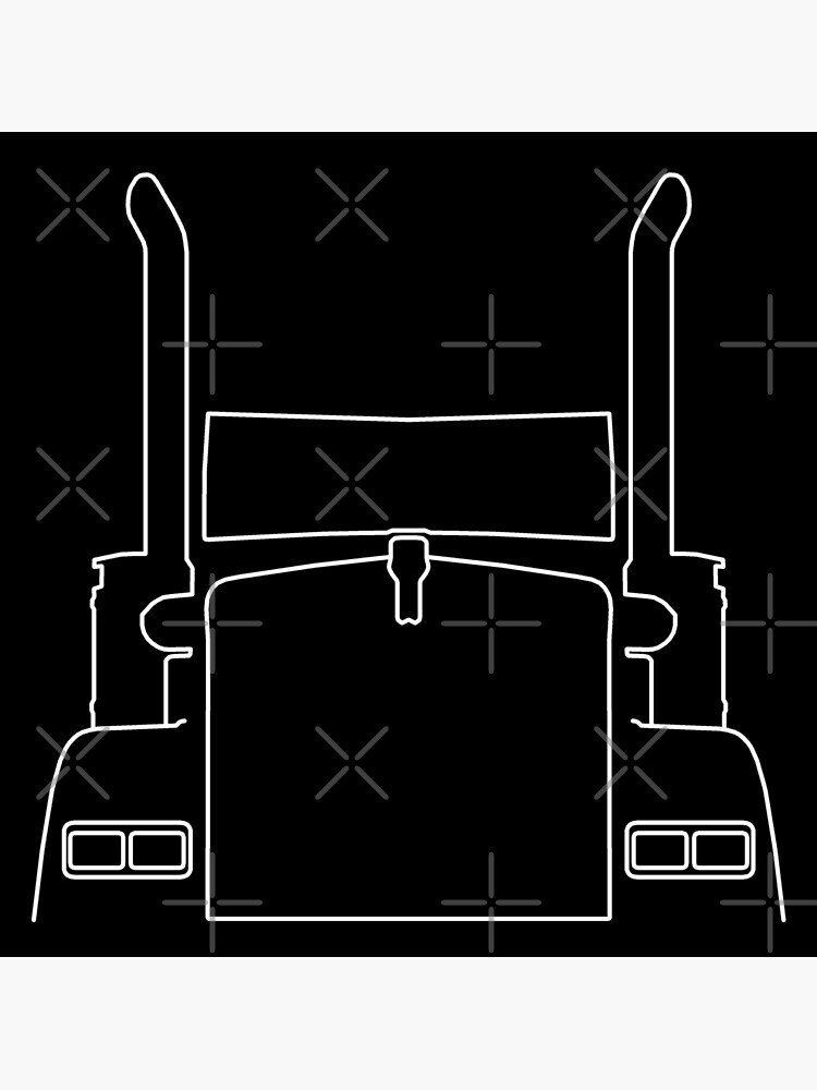 "Kenworth big rig truck outline graphic (white)" Art Print for Sale by ...