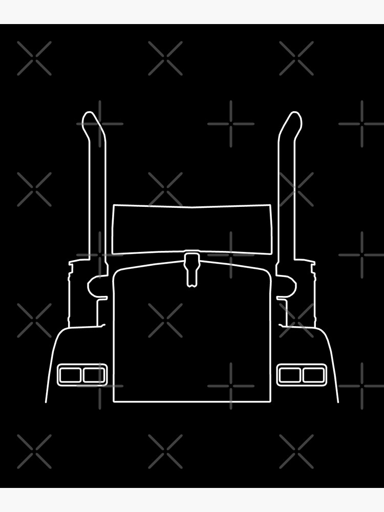 "Kenworth big rig truck outline graphic (white)" Mounted Print for Sale ...