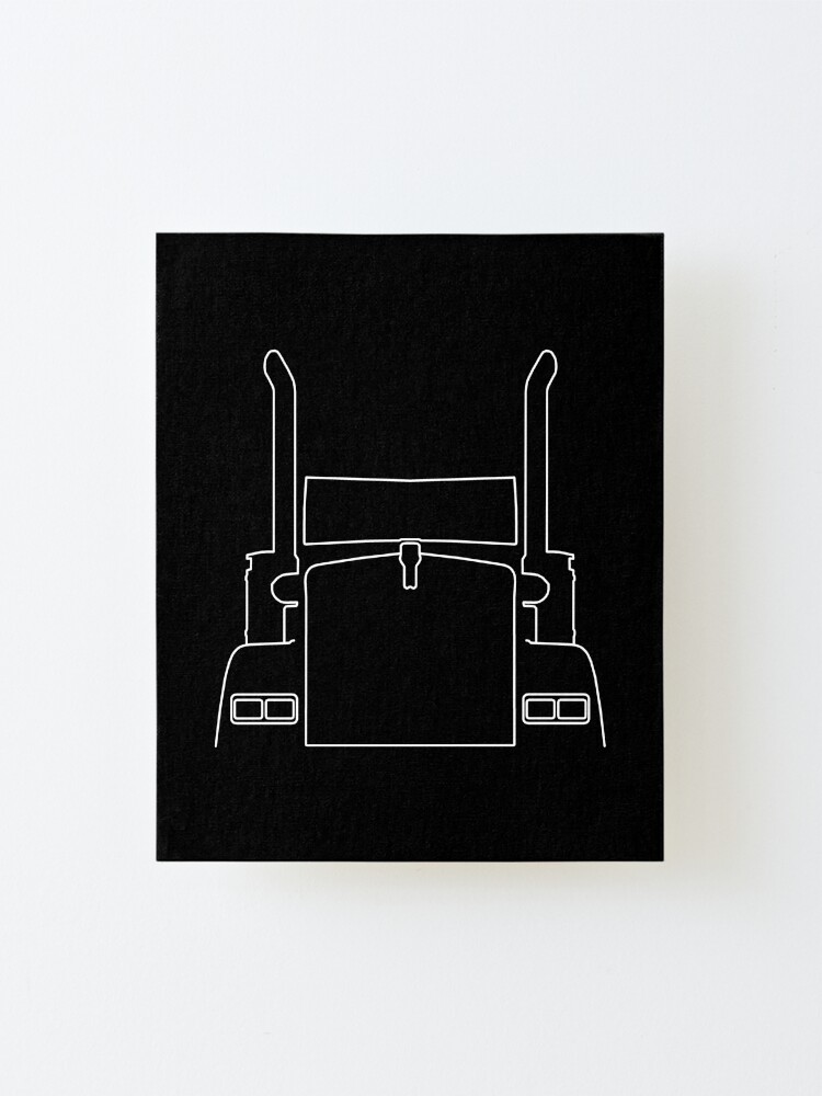 "Kenworth big rig truck outline graphic (white)" Mounted Print for Sale ...