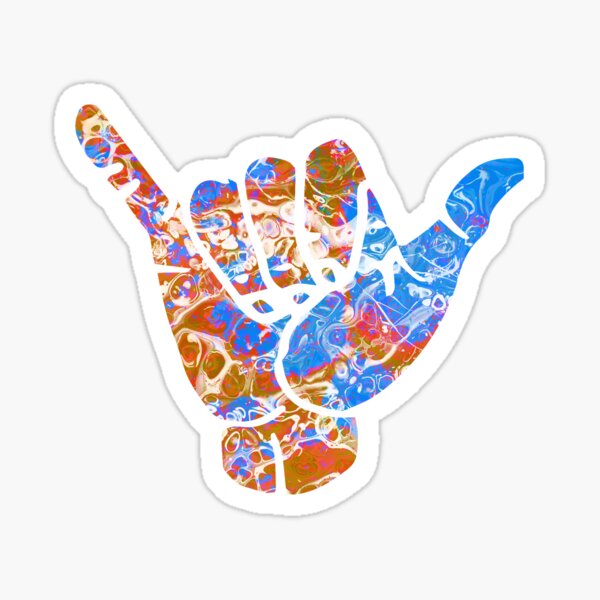 "Holographic Shaka Hand" Sticker for Sale by the-college-gal | Redbubble